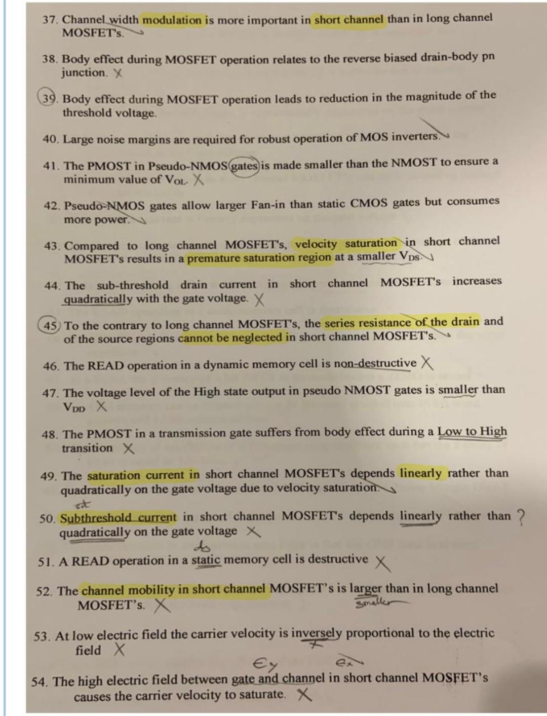 Solved 37. Channel width modulation is more important in | Chegg.com