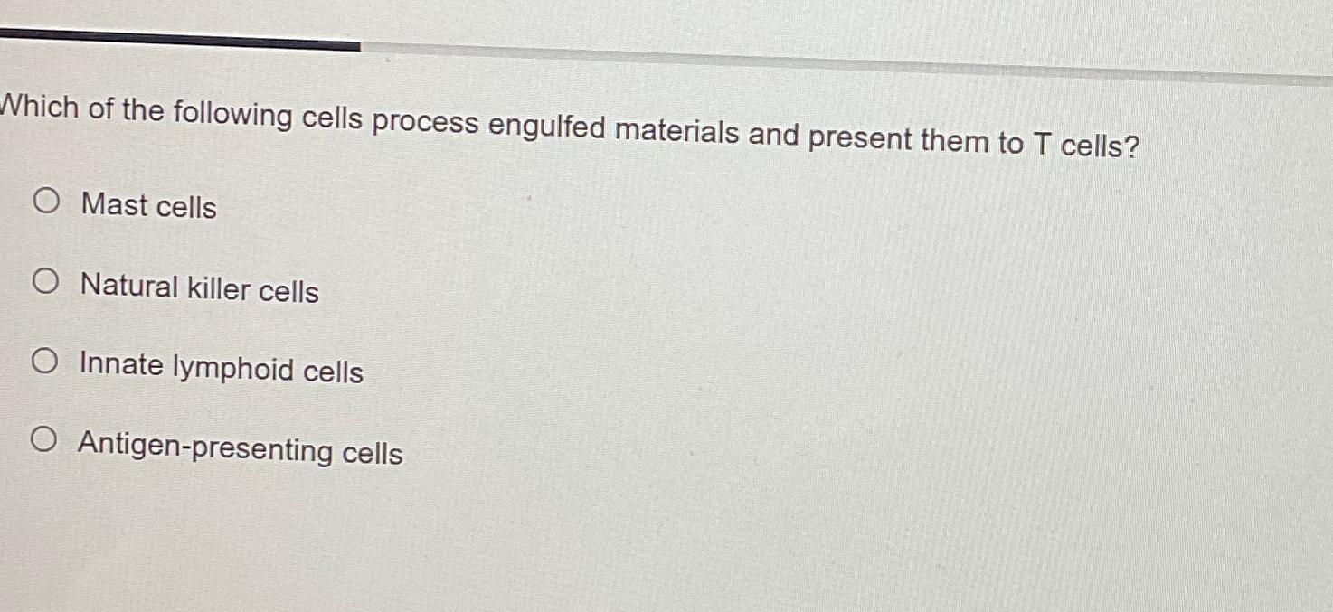 Solved Which of the following cells process engulfed | Chegg.com