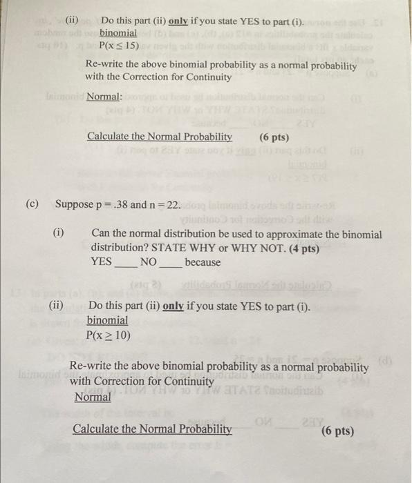 Solved 12. Use the normal approximation to the binomial | Chegg.com