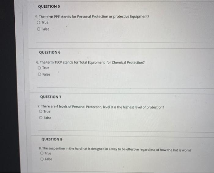 Solved QUESTIONS 5. The term PPE stands for Personal | Chegg.com