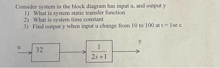 Solved Consider system in the block diagram has input u, and | Chegg.com