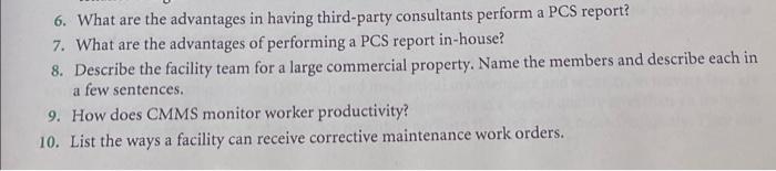 Solved 7. What are the advantages of performing a PCS report | Chegg.com