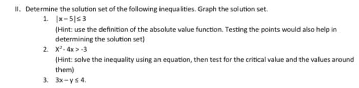 Solved II. Determine the solution set of the following | Chegg.com