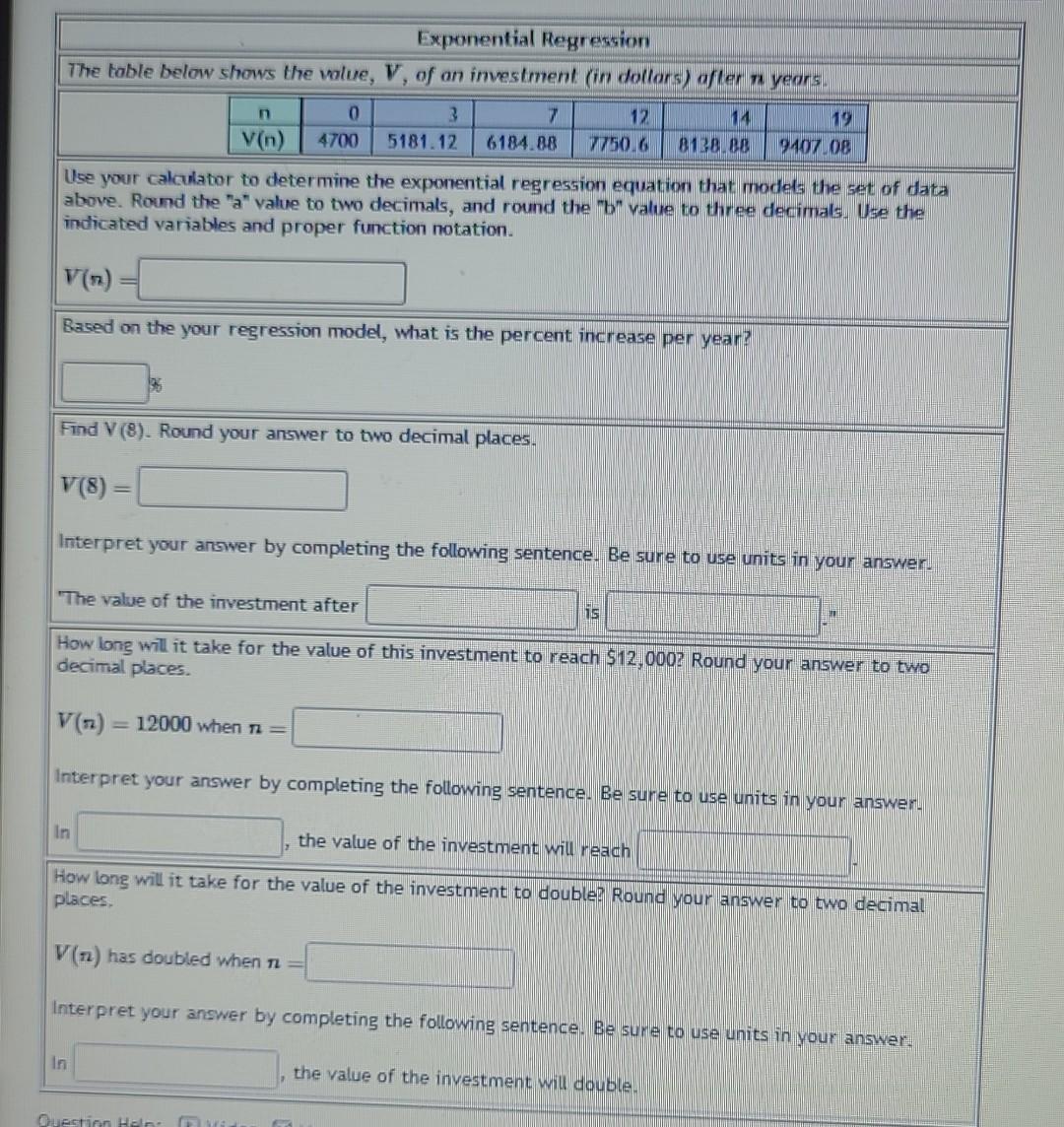 Solved Use your calculator to determine the exponential | Chegg.com