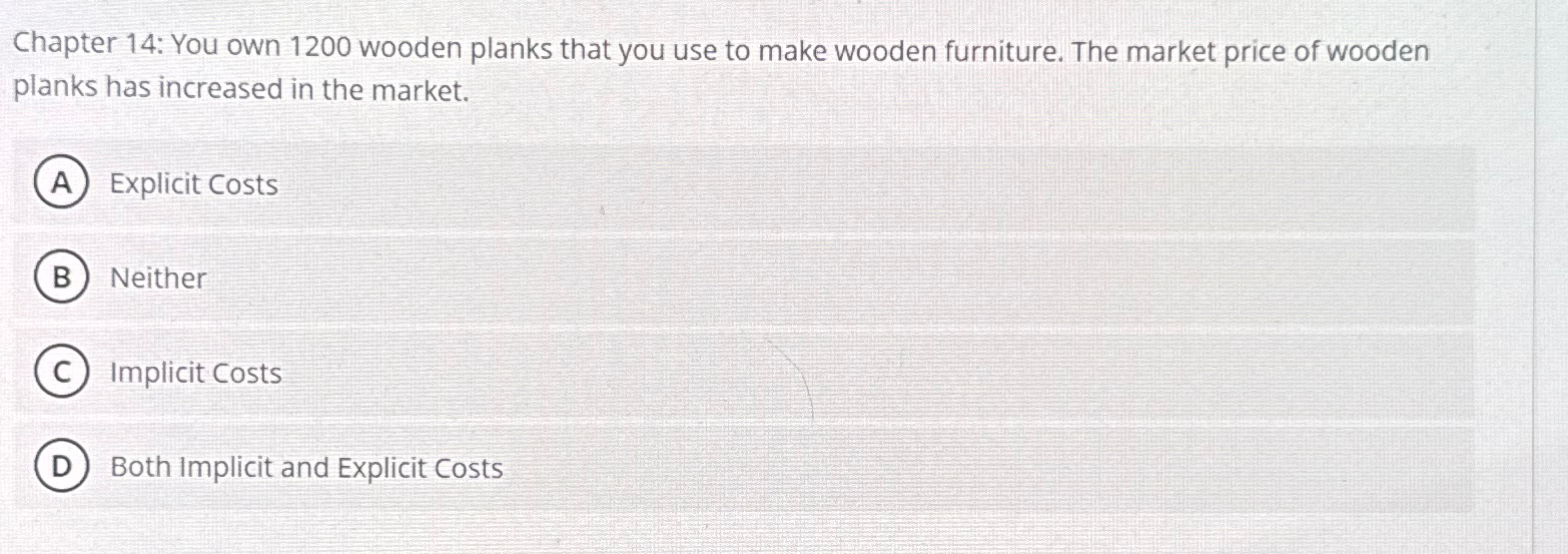 Solved Chapter 14: You own 1200 ﻿wooden planks that you use | Chegg.com