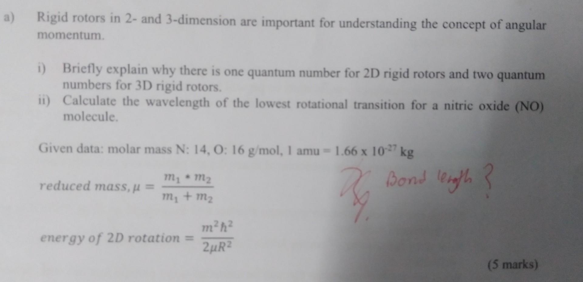 Solved Rigid rotors in 2- and 3-dimension are important for | Chegg.com