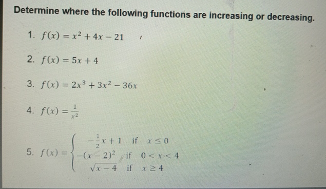 Solved Determine where the following functions are | Chegg.com