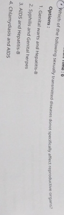 Solved Which of the following sexually transmitted diseases | Chegg.com