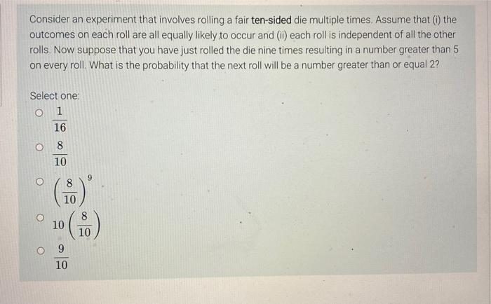 Solved Consider an experiment that involves rolling a fair | Chegg.com