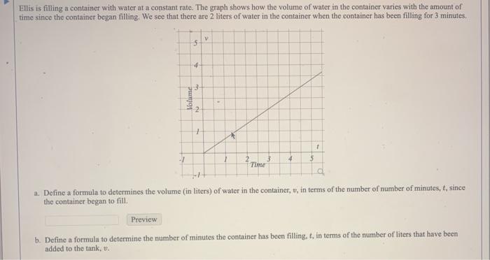 Solved Ellis is filling a container with water at a constant | Chegg.com