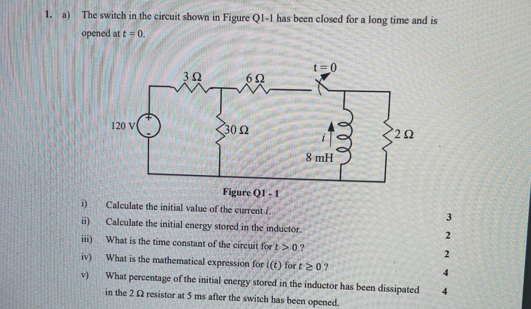 Solved a) ﻿The switch in the circuit shown in Figure Q1-1 | Chegg.com