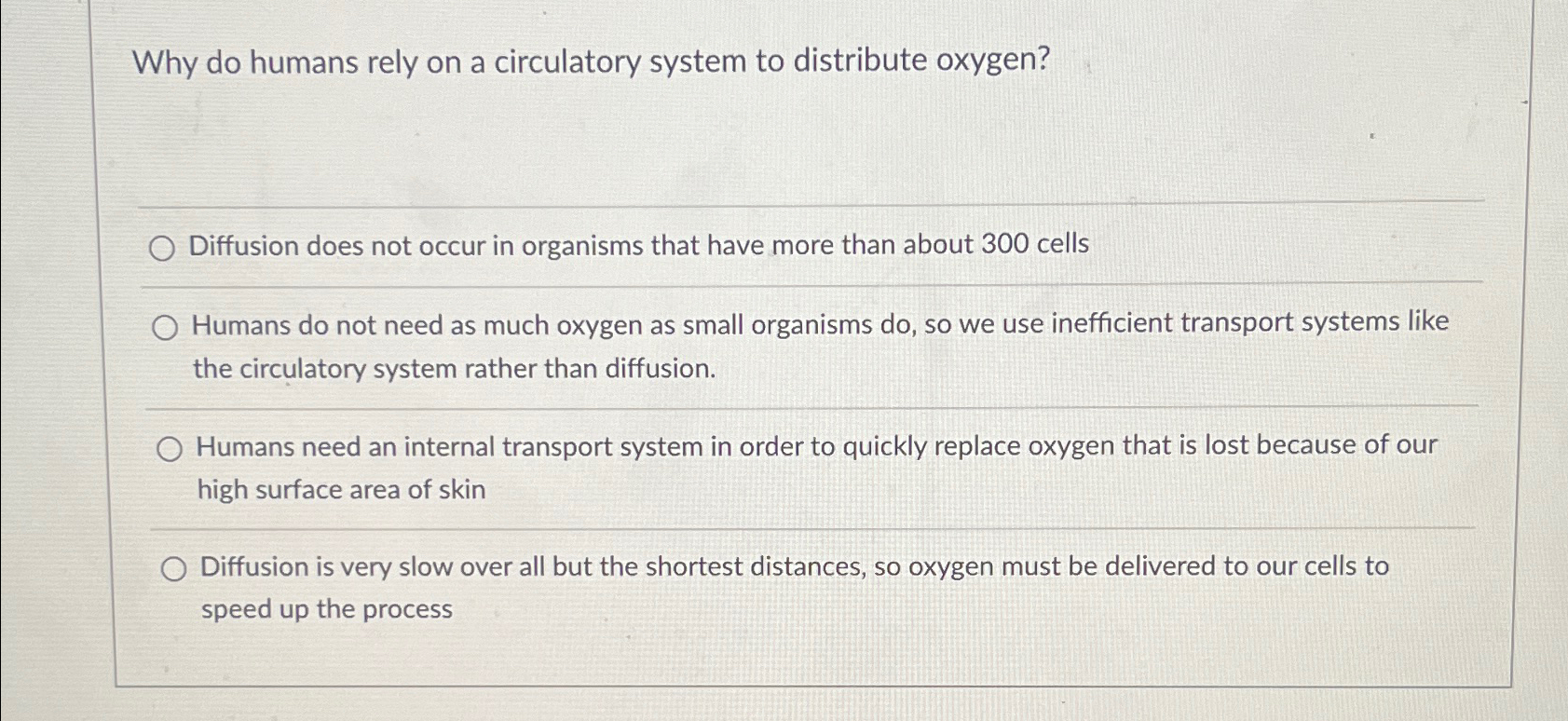 Solved Why do humans rely on a circulatory system to | Chegg.com