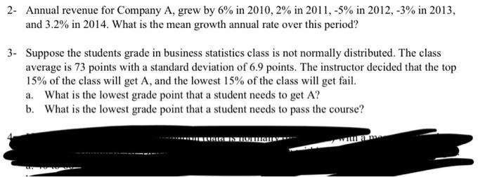 Solved 2- Annual revenue for Company A, grew by 6% in | Chegg.com