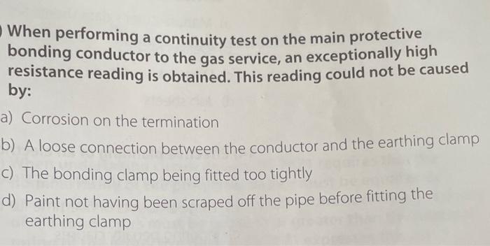 Solved When performing a continuity test on the main | Chegg.com