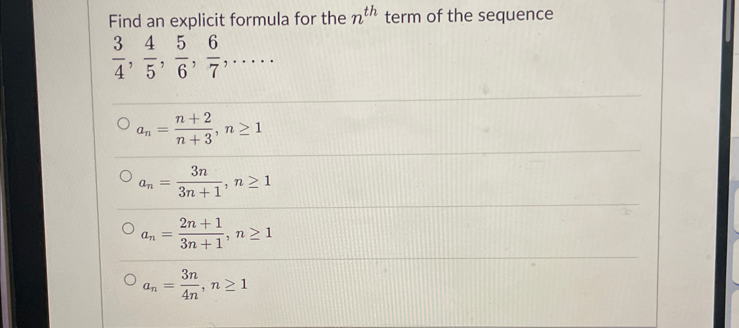 Solved Find an explicit formula for the nth ﻿term of the | Chegg.com