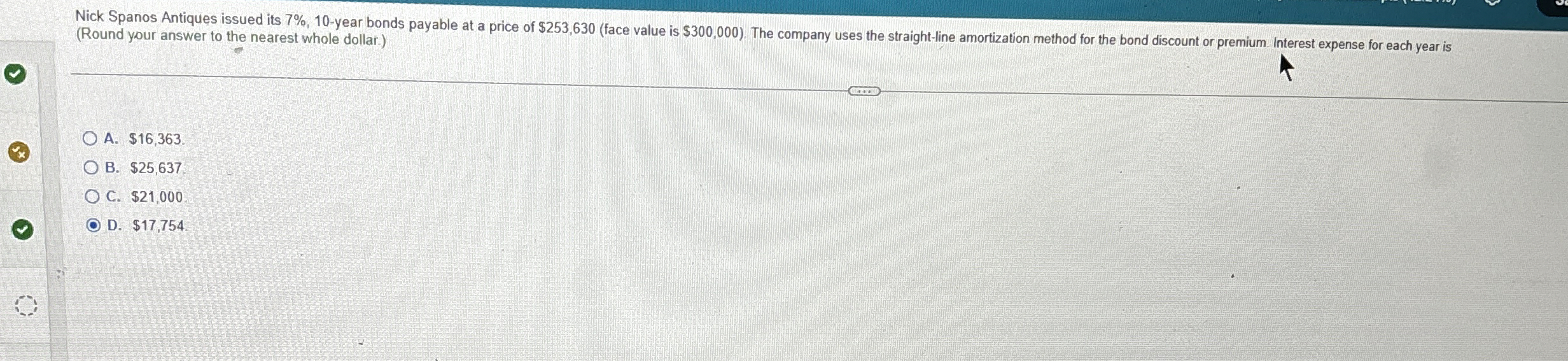 Solved (Round your answer to the nearest whole dollar.)A. | Chegg.com
