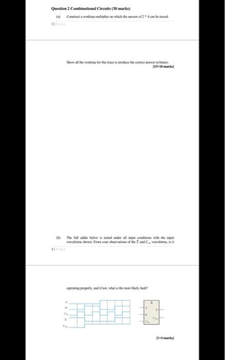 Solved Question 2 Combinational Circuits (30 marks) (a) | Chegg.com