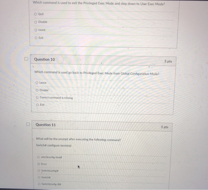 Solved Which command is used to exit the Privileged Exec | Chegg.com