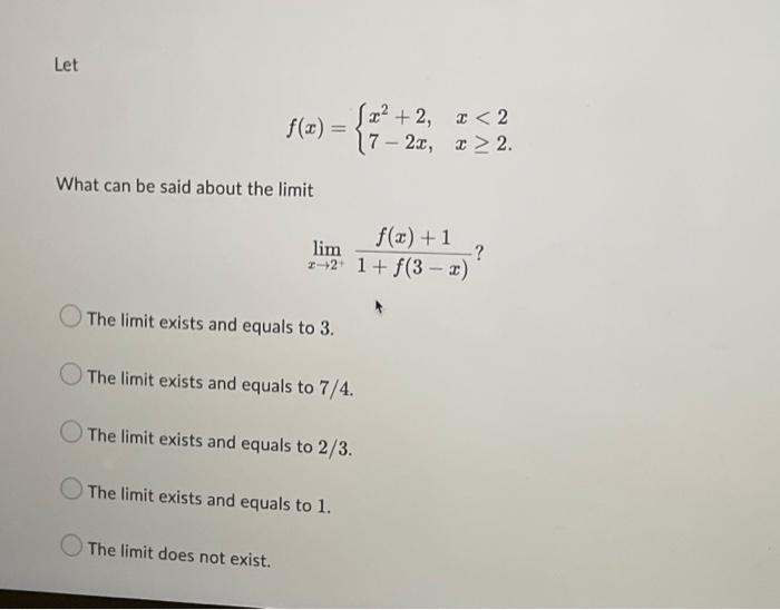 Solved Let What can be said about the limit The limit exists | Chegg.com