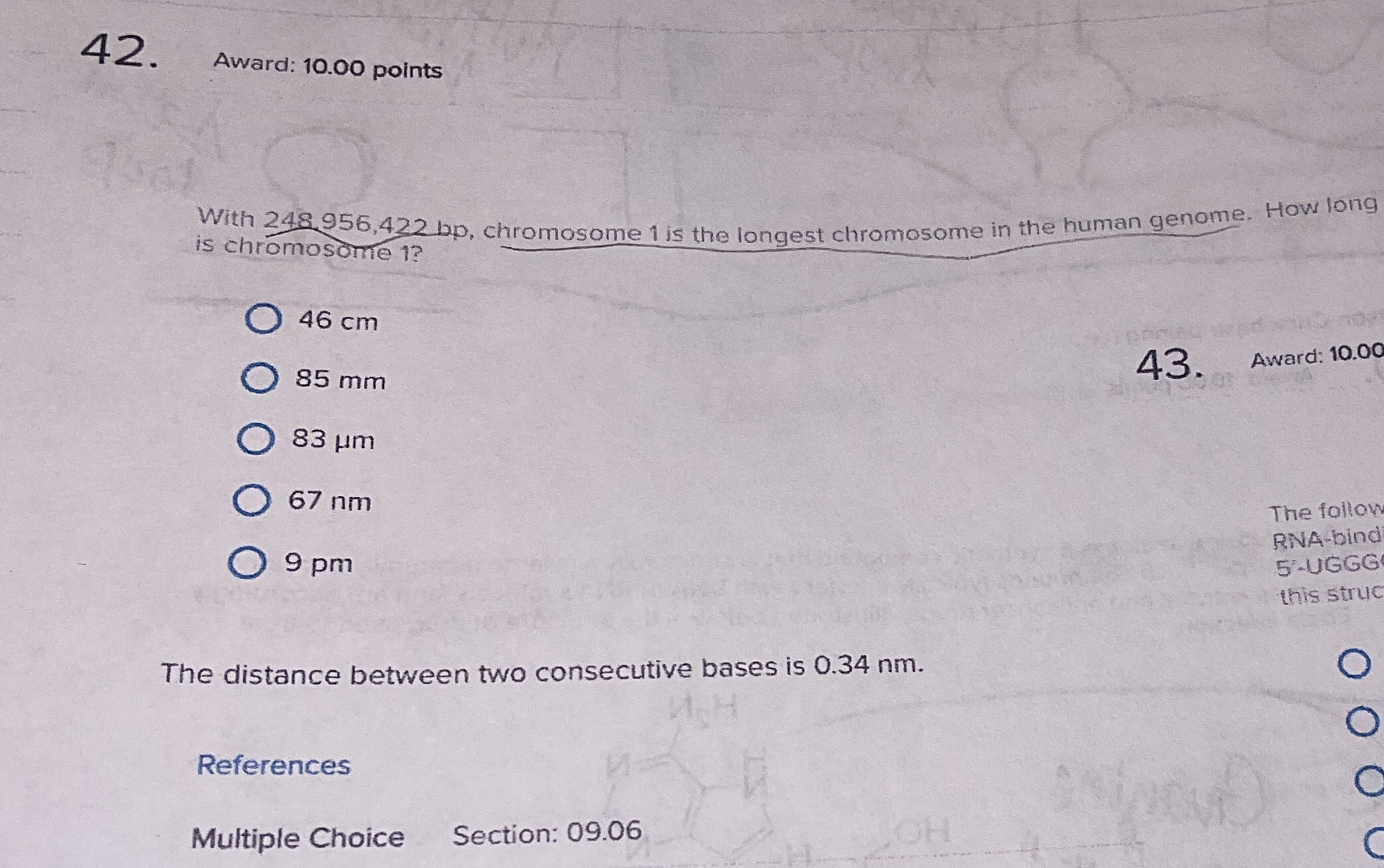 Solved Award: 10.00 ﻿pointsWith 248,956,422lp, ﻿chromosome 1 | Chegg.com