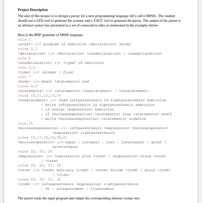 Solved Learning Objectives: Implement a parser (syntax | Chegg.com