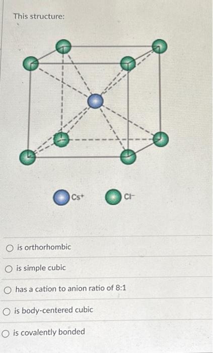 Solved This structure: is orthorhombic is simple cubic has a | Chegg.com