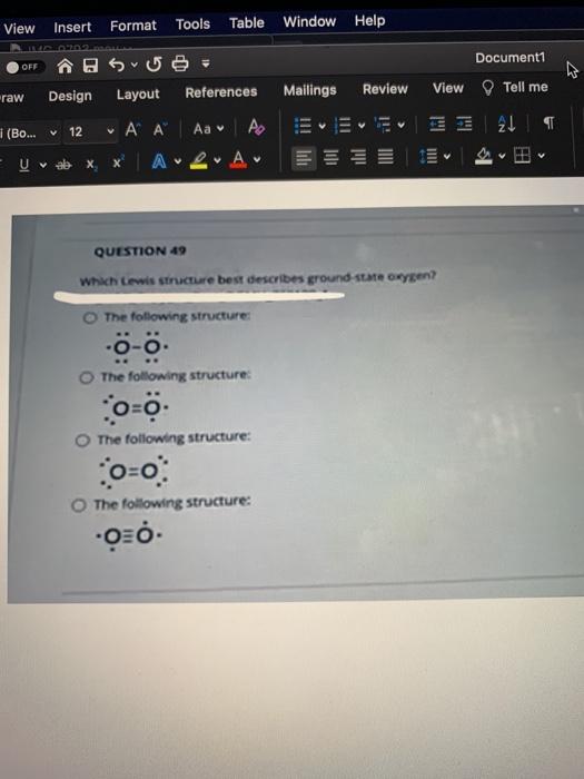 Solved View Insert Format Tools Table Window Help Document1 | Chegg.com