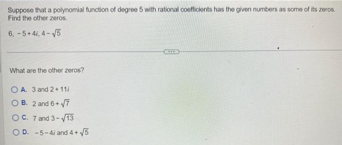 Solved Suppose that a polynomial function of degree 5 with | Chegg.com