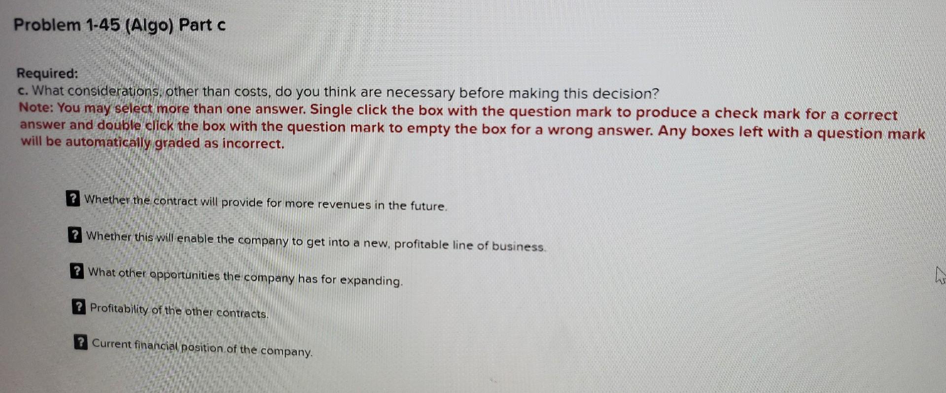 Solved Required information Problem 1-45 (Algo) Cost Data | Chegg.com