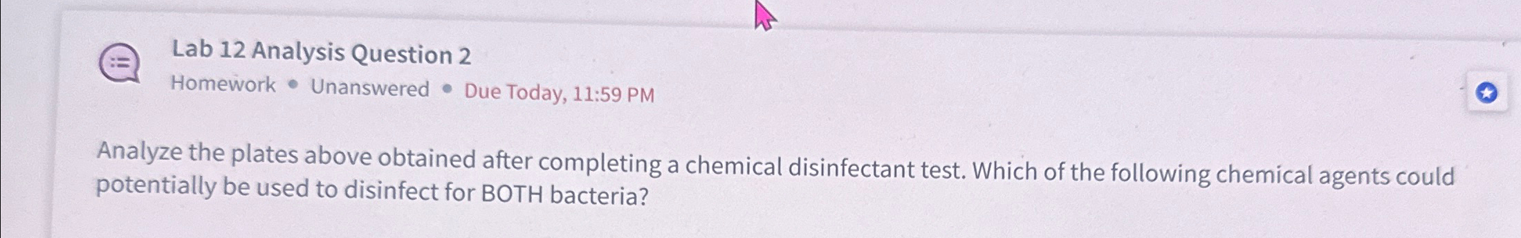 Solved Lab 12 ﻿Analysis Question 2Homework - ﻿Unanswered - | Chegg.com