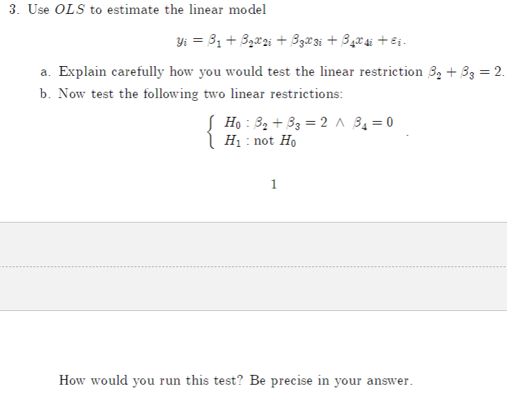 Solved Use OLS to estimate the linear | Chegg.com