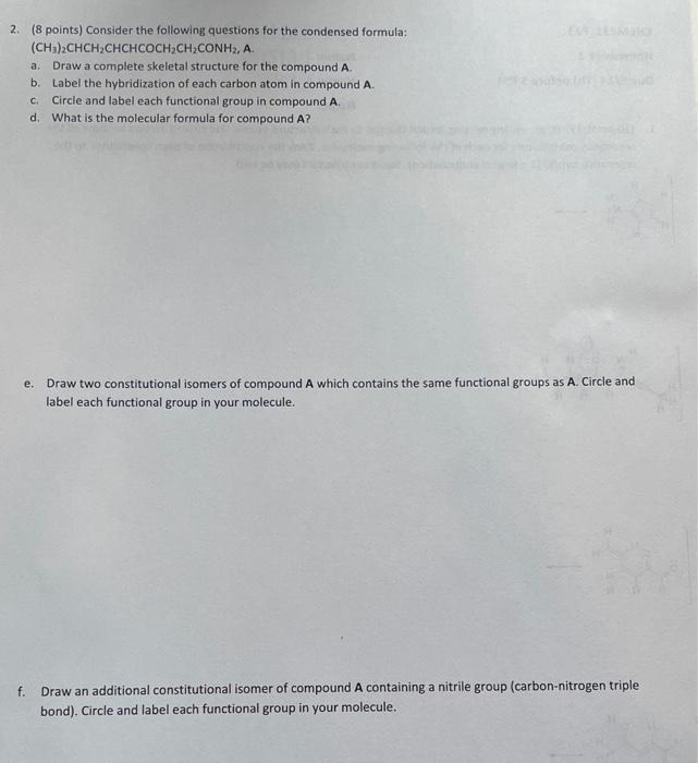 Solved 2. (8 points) Consider the following questions for | Chegg.com