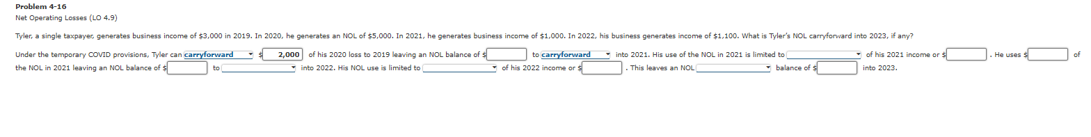 Solved Problem 4-16Net Operating Losses (LO 4.9) | Chegg.com