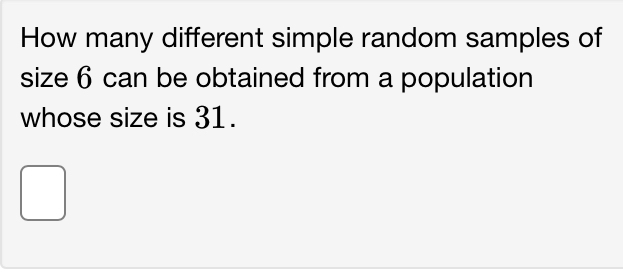 Solved How many different simple random samples of size 6 | Chegg.com