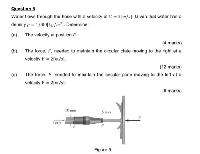 Solved Question 5 Water flows through the hose with a | Chegg.com