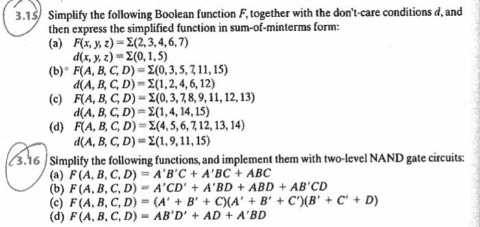 Solved 5 Simplify The Following Boolean Function F