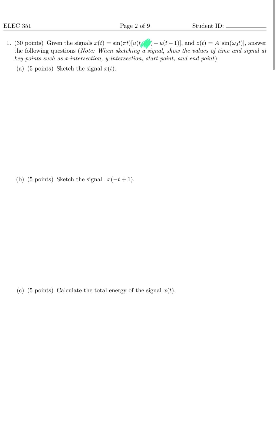 Solved (30 ﻿points) ﻿Given the signals , ﻿and | Chegg.com