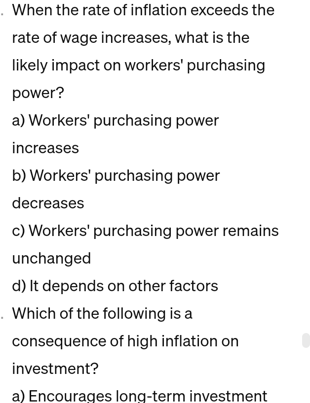 Solved Economics:When the rate of inflation exceeds the rate | Chegg.com