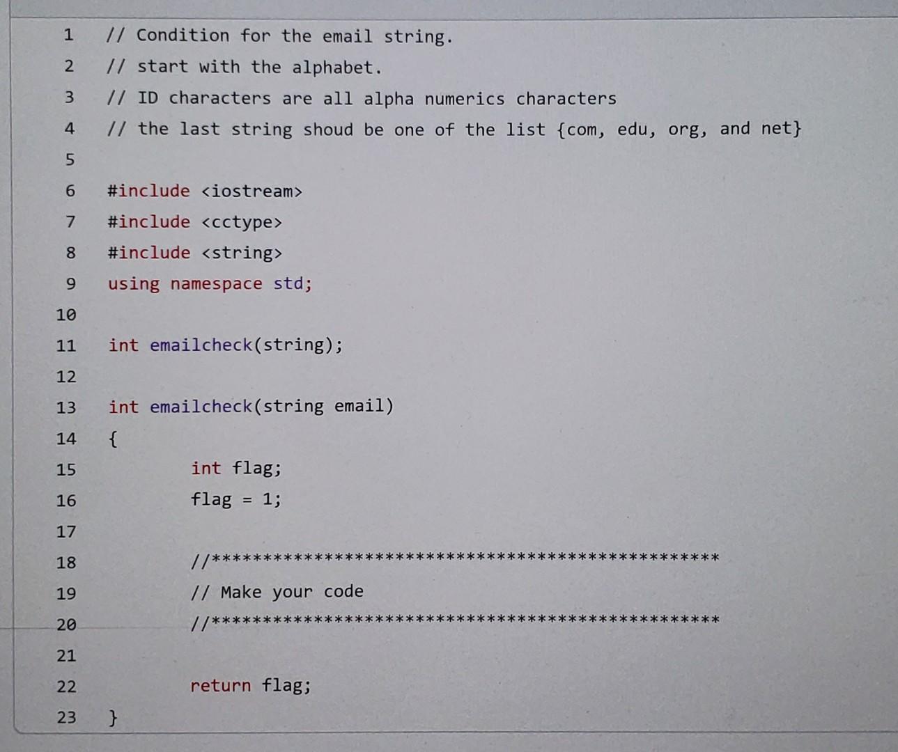 Solved Validate the email account We will make a program | Chegg.com