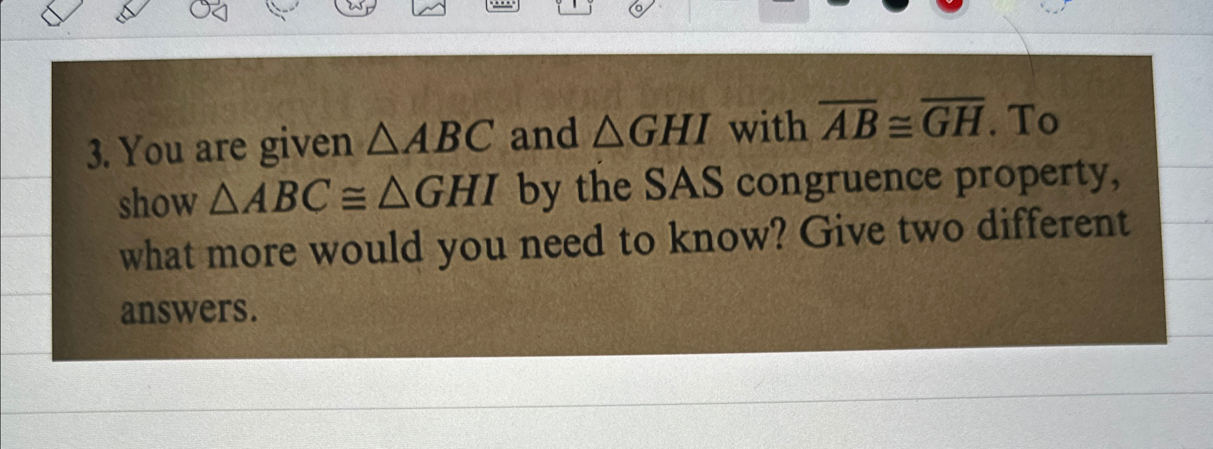 Solved You are given ????ABC ﻿and ????GHI ﻿with | Chegg.com