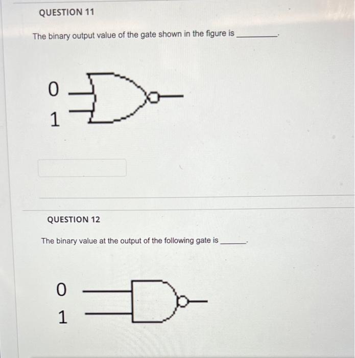 Solved QUESTION 11 The binary output value of the gate shown | Chegg.com