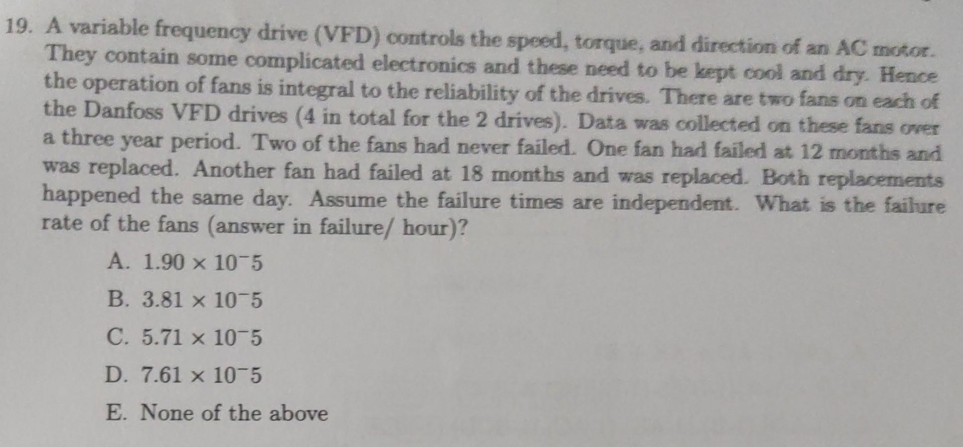 Solved 19 A Variable Frequency Drive Vfd Controls The
