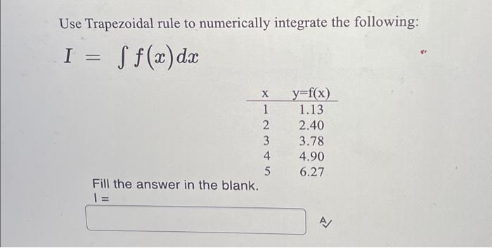 Solved Use Trapezoidal rule to numerically integrate the | Chegg.com