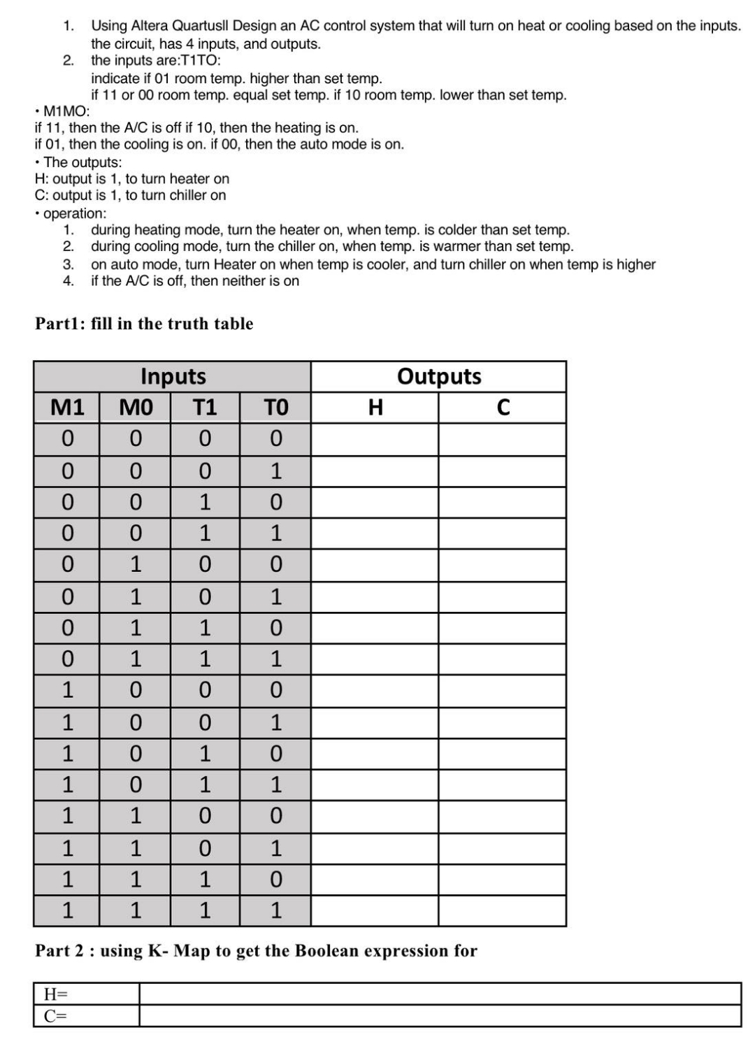 Solved Using Altera Quartusll Design an AC ﻿control system | Chegg.com