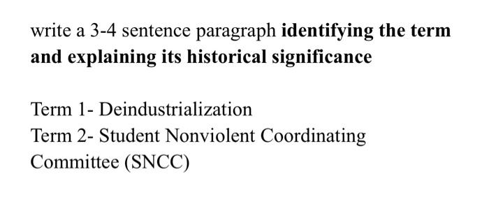 write a 3-4 sentence paragraph identifying the term | Chegg.com