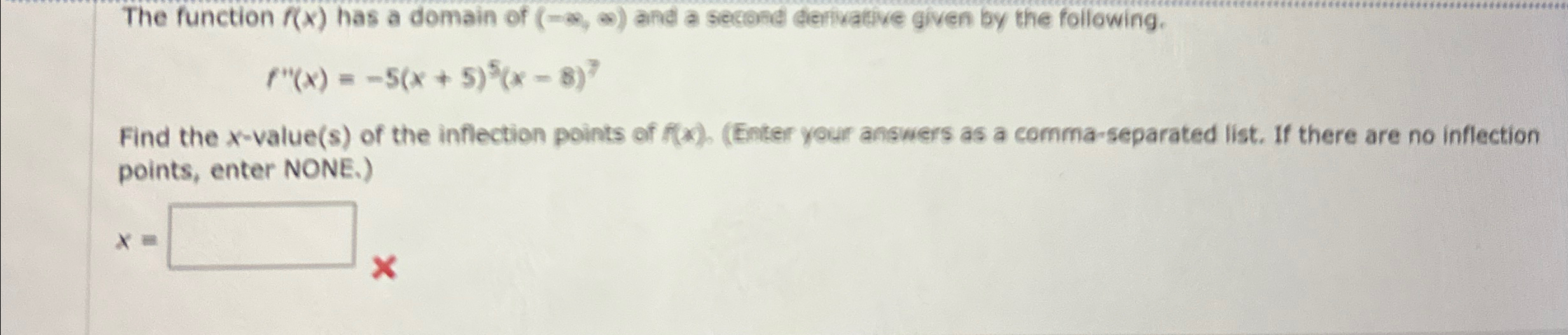 Solved The function f(x) ﻿has a domain of (-∞,∞) ﻿and a | Chegg.com