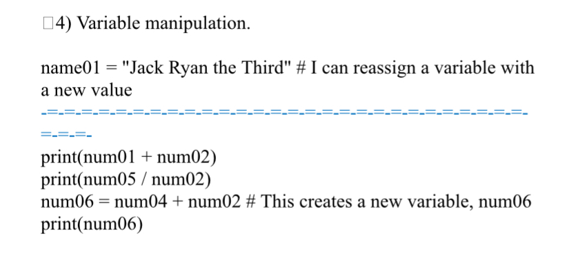 Solved Variable manipulation.name01 = ﻿"Jack Ryan the Third" | Chegg.com