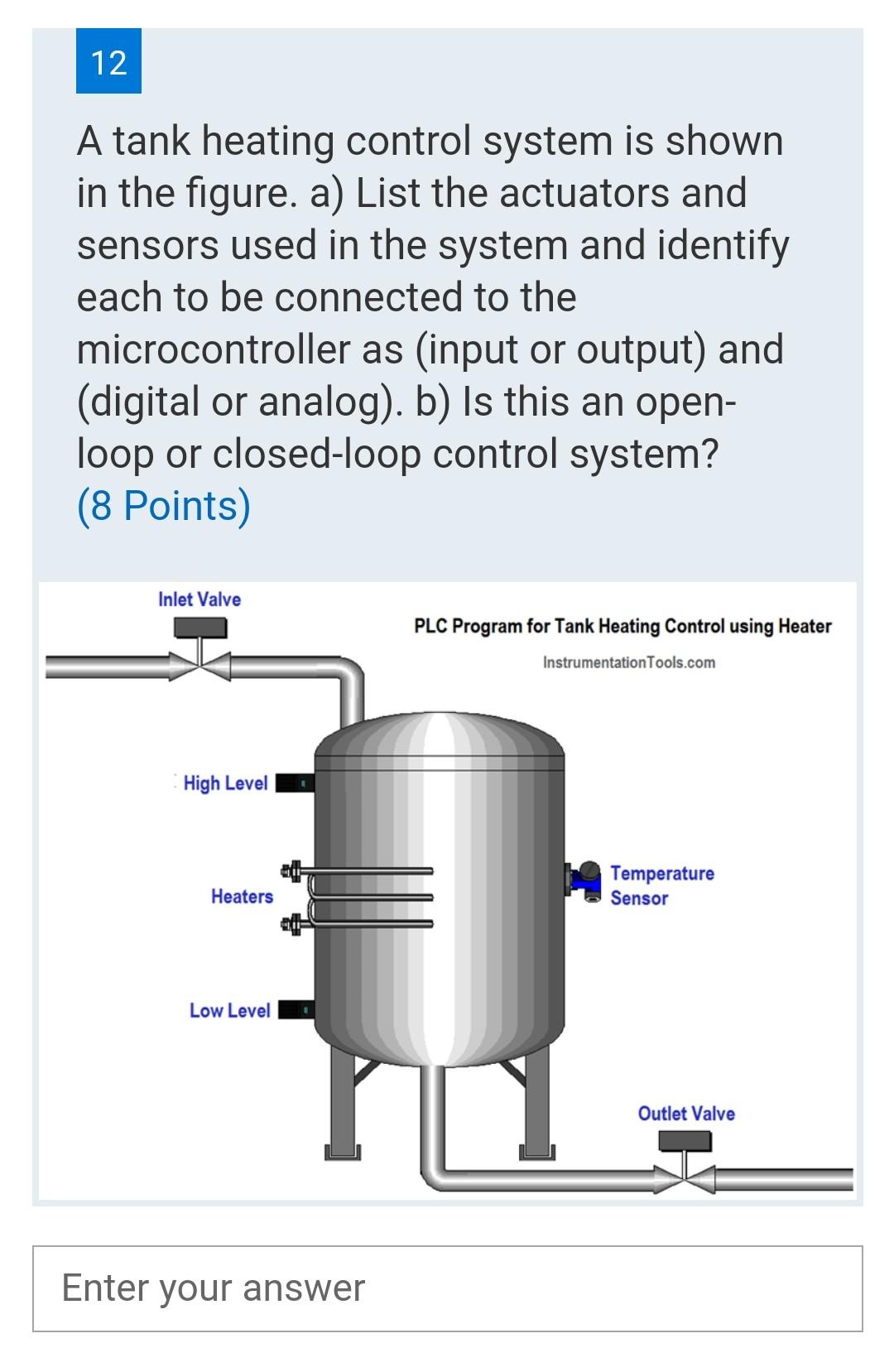 Solved 12 A tank heating control system is shown in the | Chegg.com