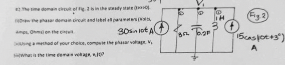 Solved E2. ﻿The time domain circuit of Fig. 2 ﻿is in the | Chegg.com
