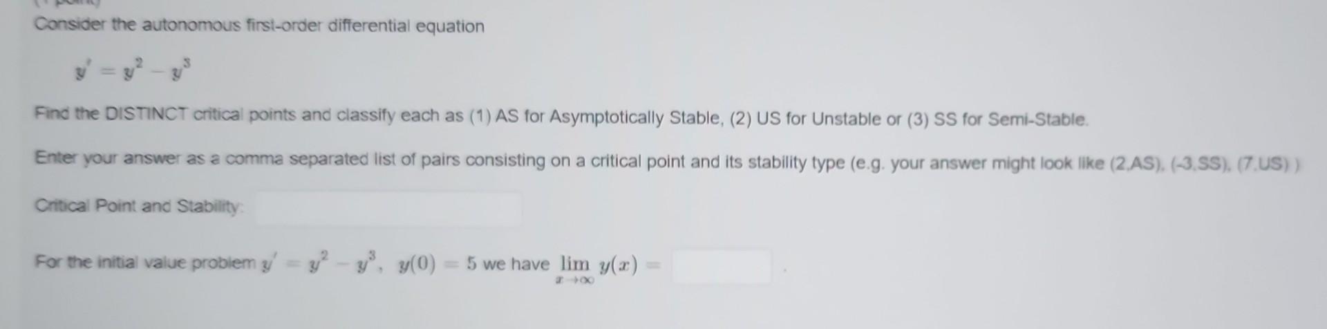 Solved Consider the autonomous first-order differential | Chegg.com